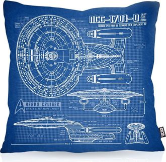 Void Watches NCC-1701-D Blaupause Kissenbezug Kissenhülle Outdoor Indoor Trek Trekkie Star, Kissen Größe:80 x 80 cm