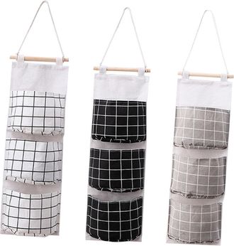 DOITOOL 3 Stück Teiliges Wandhängeset Aufbewahrungstaschen mit Fächern Faltbare Hängeorganizer für Badezimmer Schlafzimmer Küche Große Kapazität Strapazierfäh