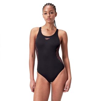 Speedo Womens Placement Muscleback Black, Plum Dandy, Siren - 38