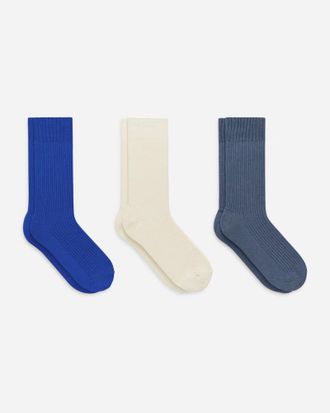 Arket Gerippte Socken Aus Supima-Baumwolle 3er-Pack -Blau