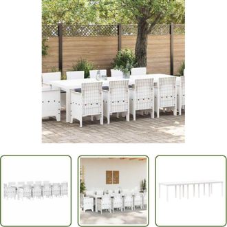 vidaXL Terrasse Stuhl - Garten Essgruppe 13 pcs Wei&szlig; Synthetisches Rattan und Metall