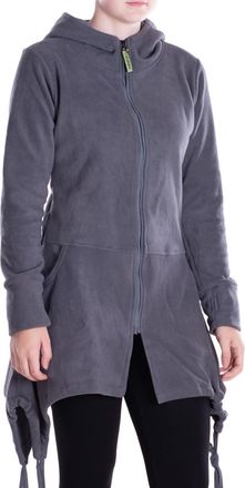 vishes Alternative Bekleidung - Damen Fleece Kapuzenjacke lang Elfen Zipfel-Jacke &Uuml;bergangsjacke-n grau 38