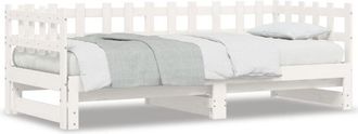 vidaXL Lit coulissant sans matelas blanc 2x(90x190) cm bois massif Vidaxl