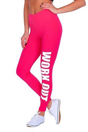 FUTURO FASHION Legging Long de Sport - Running/Gym/Fitness - Coton - à imprimé - Taille 40 - Rose