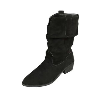 Generic Bottes &eacute;paisses en faux daim pour femme - Style d&eacute;contract&eacute; - Bout pointu - Couleur unie - &Eacute;l&eacute;gantes et confortables - &Agrave; enfiler - Classiques au quoti