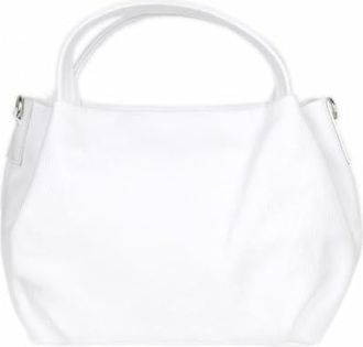 Girly HandBags Sac &agrave; bandouli&egrave;re en cuir v&eacute;ritable pour femme Uni Taille S, blanc, W 23, H 20, D 13 cm (W 9, H 8, D 5 inches)