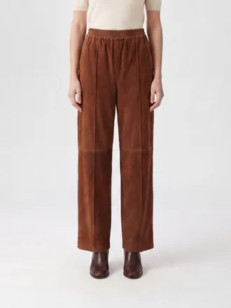 Fabiana Filippi Pantalon droit en daim avec ornement de perles