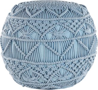 Beliani Pouf blau 40 x 40 cm rund gestrickt Baumwolle Kayseri