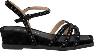 Alma En Pena Alma EN Pena, Femme, Chaussures, Noir, Taille: 37 EU Sandale compens&eacute;e d&eacute;taill&eacute;e