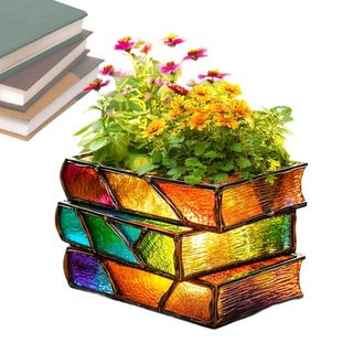 Generic Buchvase - Blumenvase mit einem literarischen Thema | Buchvase aus Harz f&uuml;r Heimb&uuml;ro, Wohnzimmer und Regaldekoration aus k&uuml;nstlerischer Pflanzen-Topfl