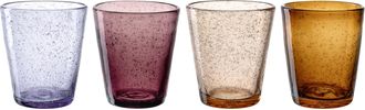 Leonardo BURANO Trinkglas - 4er Set - Buntes Gläser-Set - Blaseneinschlüsse - Wasserglas - Softdrinkbecher - Vier Farben - Spülmaschinengeeignet - Handgemacht 