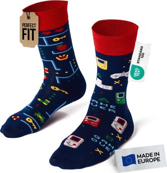 Many Mornings Ausgefallene Socken Lustige Bunte Motivsocken Unisex Gaming Socken Game Over Geschenk f&uuml;r Frauen und M&auml;nner Gr&ouml;&szlig;e 43-46