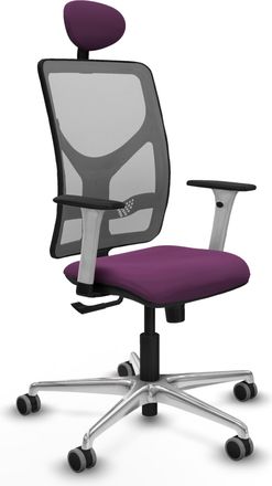 Piqueras y Crespo Gepolsterter Schreibtischstuhl mit wei&szlig;en und schwarzen Armlehnen, h&ouml;henverstellbare Lendenwirbelst&uuml;tze und festes Kopfteil, ausgestattet mit 3 Positi