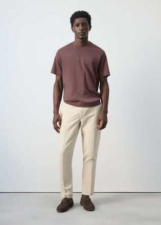 Mango Medium weight regular fit T-shirt prune - Homme - XXL - MANGO MAN