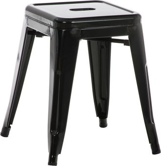Clp Hocker Armin I Metallhocker stapelbar und pflegeleicht I Stapelhocker bis 200 kg belastbar I Sitzhöhe 46 cm, Farbe:schwarz