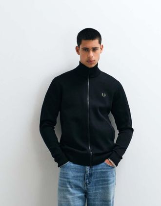 Fred Perry Strick-Trainingsjacke in Schwarz