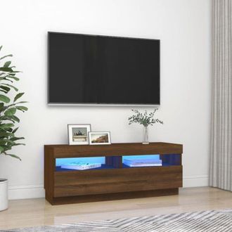 vidaXL Vidaxl - Meuble tv avec lumières led chêne marron 100x35x40 cm