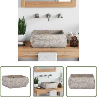 vidaXL Graues Marmor Waschbecken - Waschbecken Grau 30x30x13 cm Marmor