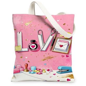 Generic Sacs fourre-tout en toile Peach Love, design innovant en forme de coeur, sacs &agrave; provisions r&eacute;utilisables, motif floral printanier, l&eacute;ger, lavable, p&ecirc;c