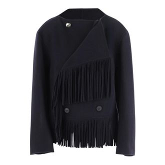 Carven Woll- und Kaschmirjacke mit Fransen und doppelreihigem Verschluss - - Jackets - Damen - Blau - S