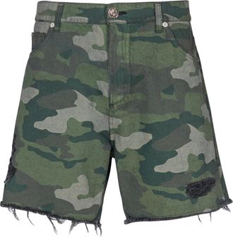 Balmain Homme, Shorts, Vert, Taille: 2XL Logo Camo Denim Shorts