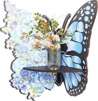 Generic Eckregal zur Wandmontage - dekorativer Schmetterlings-Wandanhänger aus Holz, schwimmendes Regal aus Holz zur Aufbewahrung und Präsentation | Skulptur 