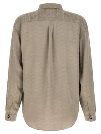 Balmain Jacquard Monogram Viscose Shirt - Taupe