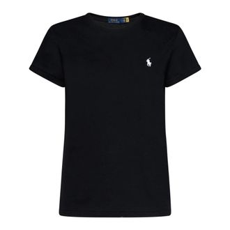 Polo Ralph Lauren Schwarzes Clic Baumwoll-T-Shirt mit Pony-Stickerei - - Tops - Damen - Schwarzk - XS