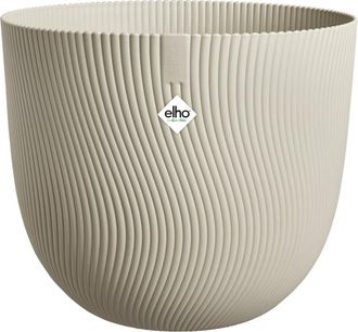 ELHO Sereh Rund 60 - Blumentopf f&uuml;r Innen und Au&szlig;en - 100% recyceltes Plastik - &Oslash; 59 x H 50.6 cm - Beige/Pilzbeige
