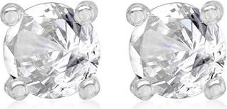 Amazon Essentials Boucles doreilles à tige en argent sterling rhodié avec pierre de naissance davril en zircon cubique blanc