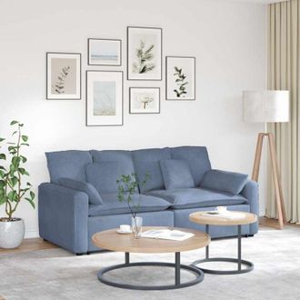 vidaXL Modulares Sofa mit Kissen Blau Vidaxl
