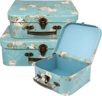 Amosfun 3st&uuml;cke Teiliges Kartonkoffer Blumendesign Stabile Aufbewahrungsboxen Aus Papierkarton Stapelbar Mit Metallgriff Dekorativ F&uuml;r Hochzeit Geburtstag Bab