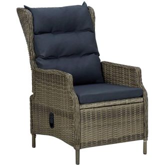vidaXL Vidaxl - Chaise inclinable de jardin avec coussins Résine tressée Marron