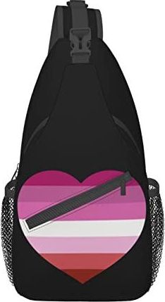 Generic Sac De Poitrine Coeur De La Fiert&eacute; Lesbienne Sac De Voyage &Agrave; Bandouli&egrave;re Moderne Loisir Sacoche Porte Epaule, Pour Voyage, Camping, Escalade