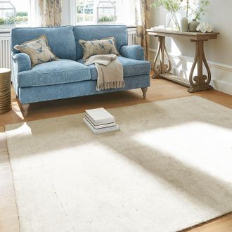 Loberon Teppich Lor&eacute;mont - Flachgewebt - Ornamentaler Druck - Used-Optik - 170x240 cm - Wohntextilien - Wohnaccessoires - Viskose - Baumwolle, Creme/grau