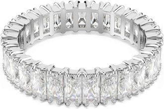 Swarovski Matrix Ring, Baguette-Schliff, Wei&szlig;, Silberfarbenes Finish
