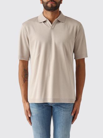 Herno Polo &agrave; manches courtes en coton avec col classique et encolure en V