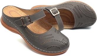 Valiclud Sandales Compens&eacute;es Femme Confortables Vintage Gris Fonc&eacute; Talon Moyen Casual Large