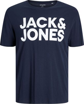 Jack & Jones Herren Rundhals T-Shirt JJECORP Logo - Regular Fit Plussize XXL-8XL, Gr&ouml;&szlig;e:XXL, Farbe:Navy Blazer 12158505