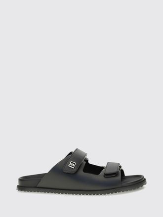 Dolce & Gabbana Sandales plates en cuir de veau avec logo monogramme DG