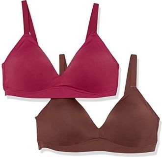 Amazon Essentials Brassière rembourrée Femme, Lot de 2, Bordeaux/Chocolat, 3XL Grande Taille