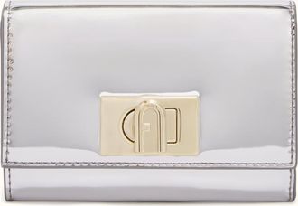 Furla 1927 Kompaktes Portemonnaie Color Silver Metallic Stoff Mit Spiegeleffekt Damen