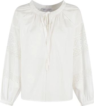 Ermanno Scervino Femme, Blouses et Chemises, Blanc, Taille: 38 FR Chemise &agrave; Manches Longues Brod&eacute;