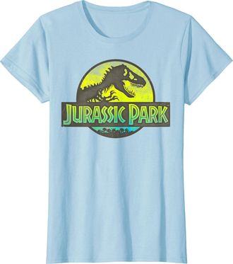 Jurassic Park Neon Green And Yellow Color Fade Logo T-Shirt