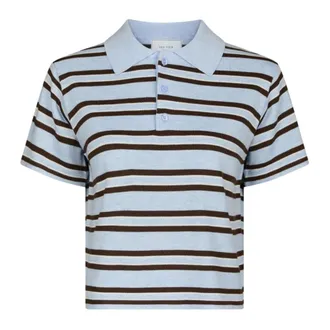 Neo Noir Femme, Tops, Bleu, Taille: 42 FR Chemise Polo Tricot&eacute;e Mulann