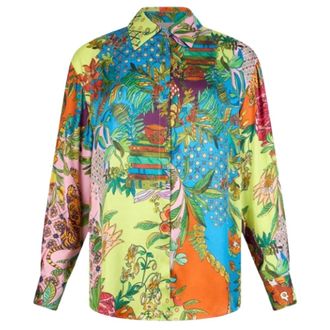 Liu Jo Femme, Blouses et Chemises, Multicolore, Taille: 38 FR Printed Satin Shirt