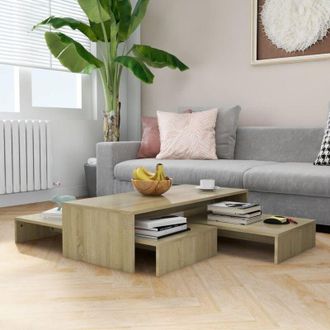 vidaXL Vidaxl - Set tables basses gigognes Ch&ecirc;ne 100x100x26,5 cm Agglom&eacute;r&eacute;