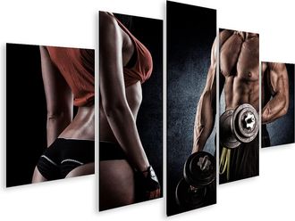 Islandburner Bild auf Leinwand Gym Muskulöser Junger Mann Training Mit Hanteln Bilder Wandbilder Poster