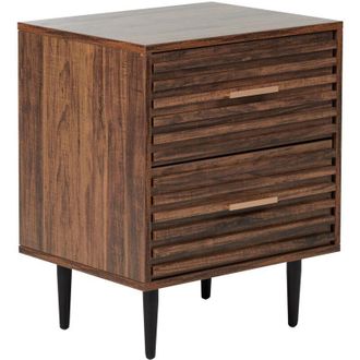 Beliani Table de Chevet Moderne &agrave; 2 Tiroirs de Rangement Pieds en Fer et Cadre MDF Bois Fonc&eacute; Keith