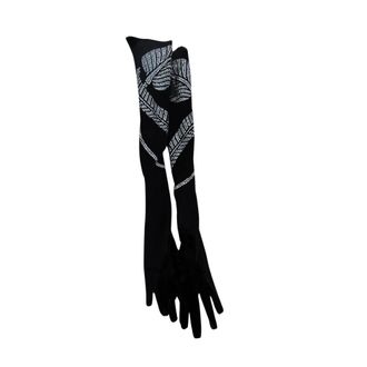DAVID KOMA Lange Handschuhe mit Strassstein-Bl&auml;tterstickerei - - Accessories - Damen - Schwarzk - S